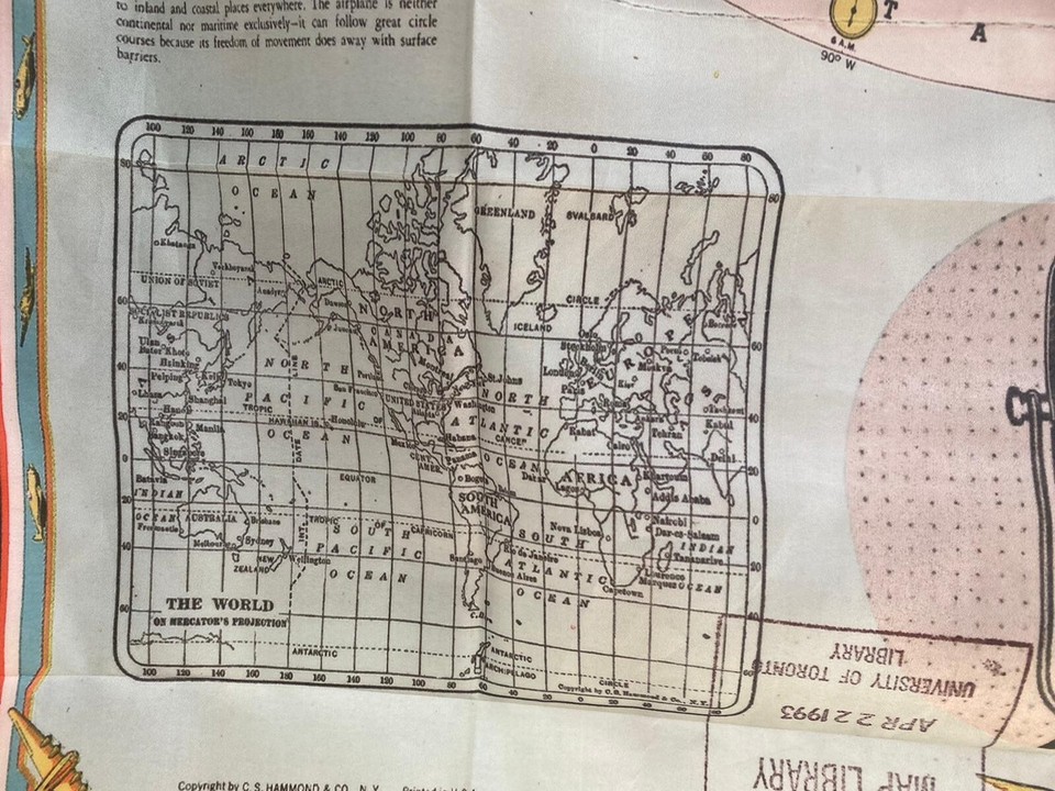 Flat Earth Flag CBS American School Of The Air 1943 LARGE High-quality ...