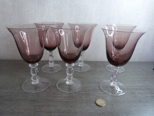 lot de 6 grands verre tulipe teintés mauve (ch10 | eBay