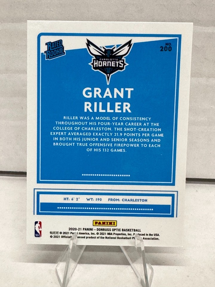 2020-21 Panini Donruss Optic Rated Rookie #200 Grant Riller Charlotte ...