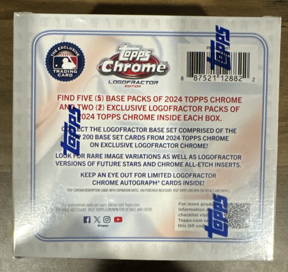 2024 MLB Topps Chrome MLB Baseball Logofractor Sealed Hobby Box | eBay
