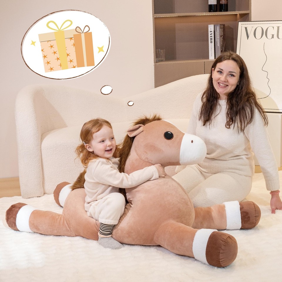 51" Giant Horse Stuffed Animals, Large Stuffed Horse Plush Pillow 4.2ft ...