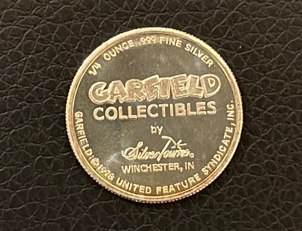 1978 SilverTowne GARFIELD COLLECTIBLE Vintage .999 1/4 oz Fine Silver ...