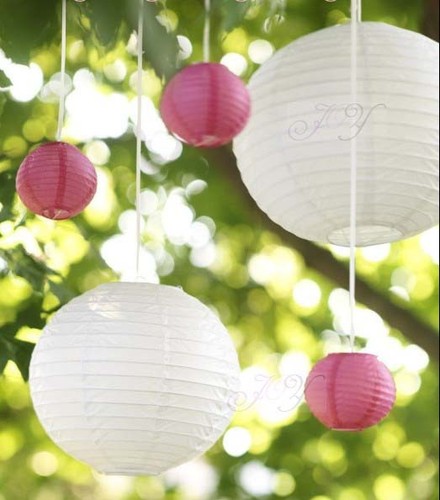 12x white pink paper lanterns wedding party birthday home bar hanging ...