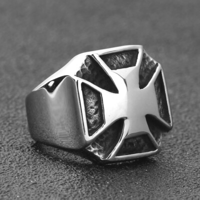 Vintage Big Cross Iron Cross Ring Stainless Steel Men's Huge Cross ...