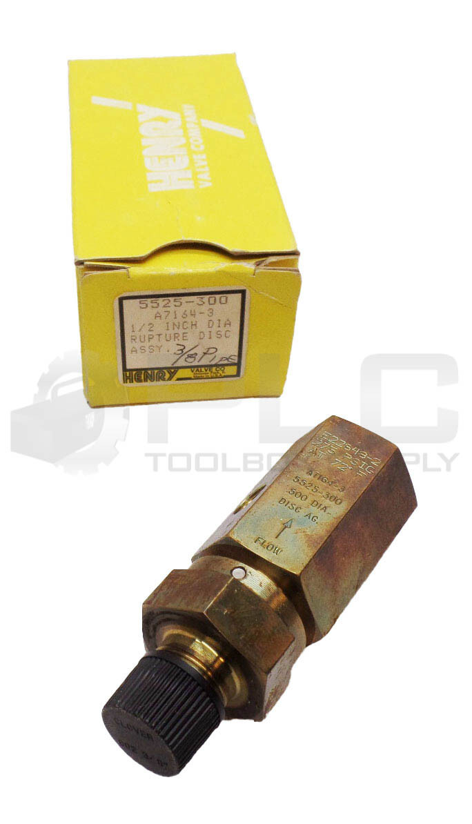 NEW HENRY 5525-300 RUPTURE DISC ASSEMBLY 1/2" A7164-3 275PSIG 72DEG F ...