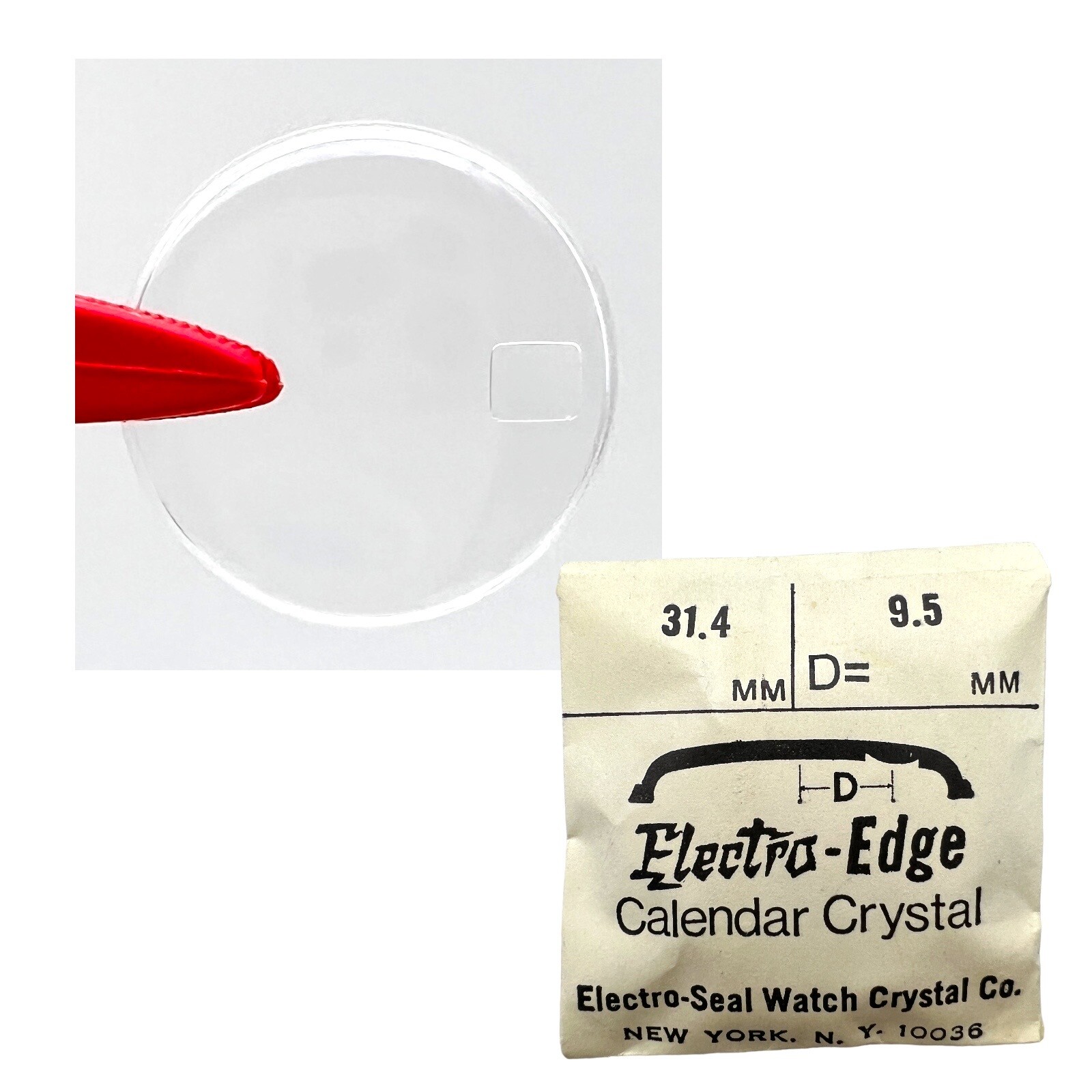 Round Watch Calendar Crystal Electro-Seal 31.4mm Square Date Magnifier ...