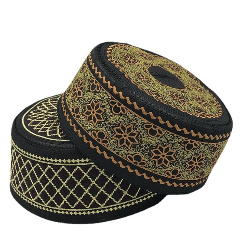 Turban Caps for Adult Breathable Cotton Kufi Round Arabia Hat Islamic ...