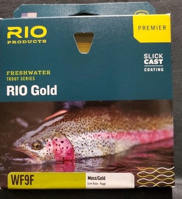 Rio Premier Gold Fly Fishing Line Moss/Gold WF9F FW Trout Ser Slick ...