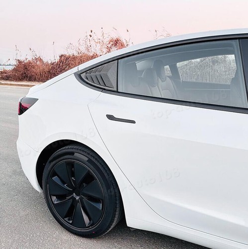 Carbon Fiber Look Rear Side Window Scoop Louver Trim For Tesla Model 3 ...