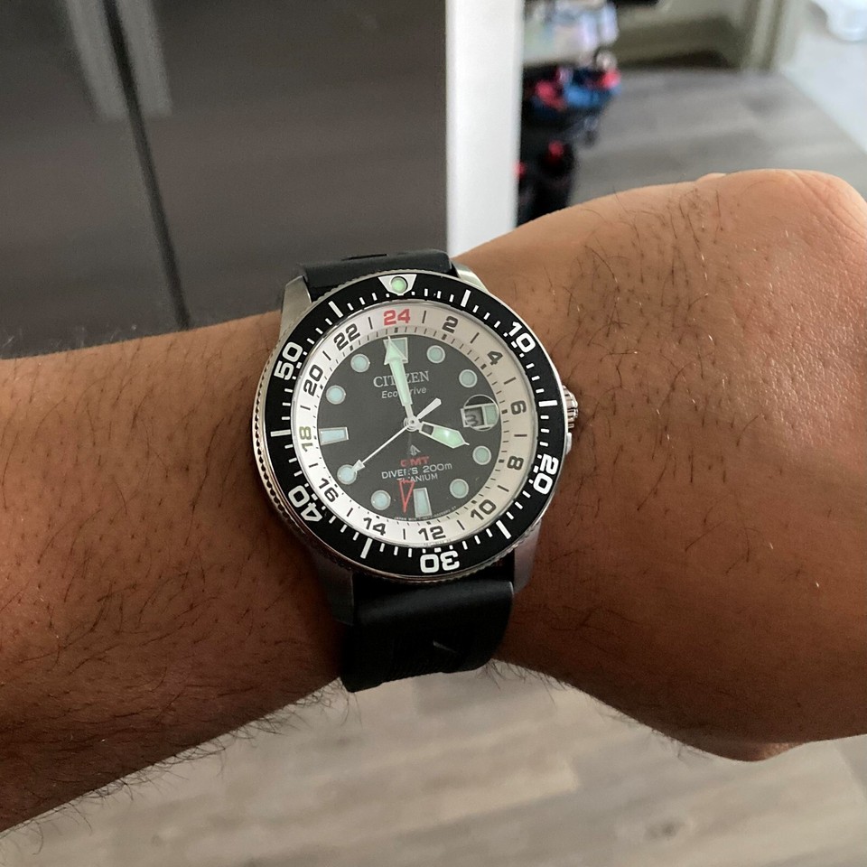 CITIZEN PROMASTER MARINE BJ7110-11E Eco-Drive GMT Super Titanium Men ...