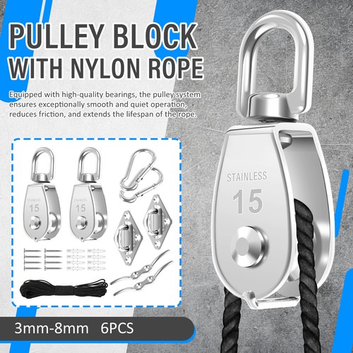 M15 Pulley System Kit 304 Stainless Steel Pulley Wheel with Nylon Rope ...
