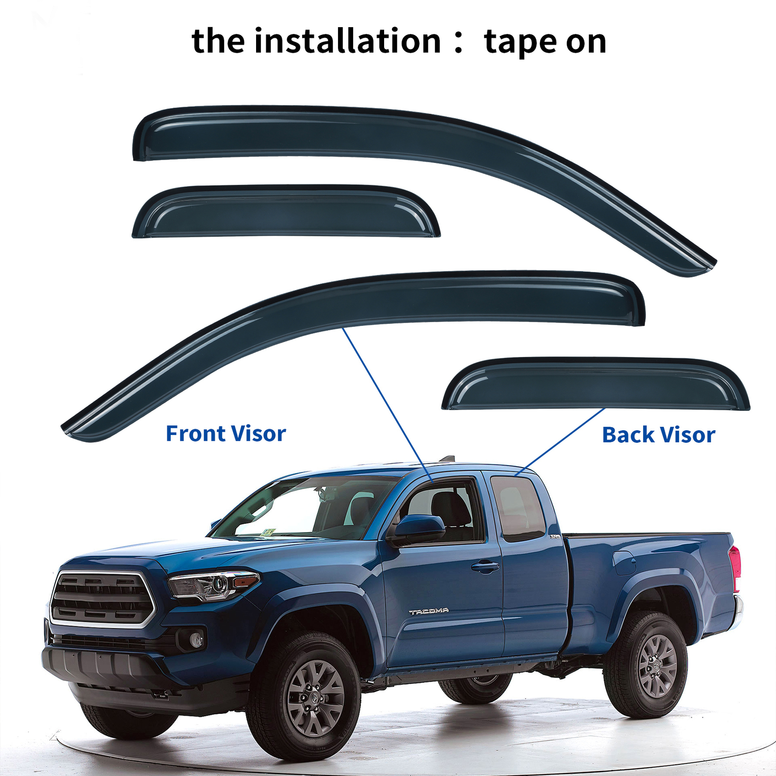 Window Visor Deflector fit 05-15 Toyota Tacoma Access Cab Rain Guards ...