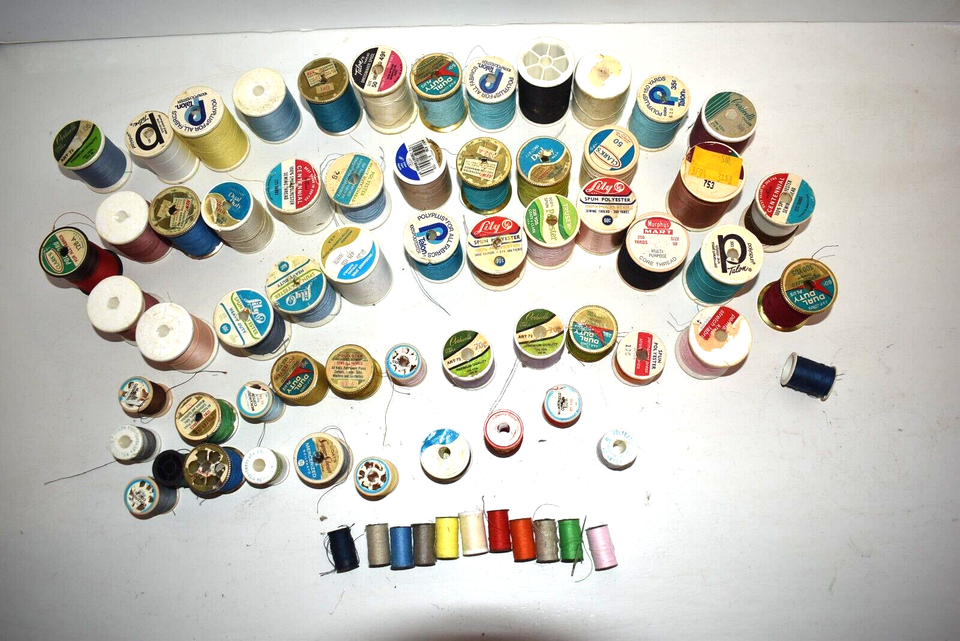 LOT of 70 Spools of Sewing Thread Coats & Clarks, Talon, Murphy's, More ...