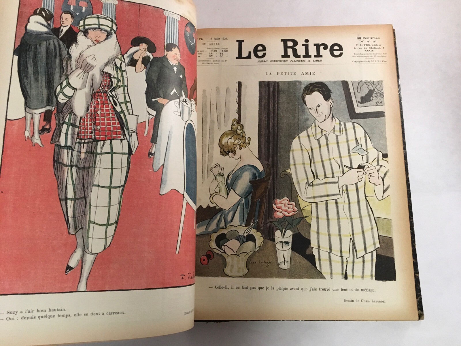 ANTIQUE LE RIRE 1920 BOUND VOLUME BOOK FRENCH MAGAZINE GRAPHIC ART ...