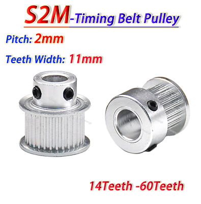 S2M 14-60Teeth Timing Belt Pulley Pitch 2mm With Step Drive Pulleys ...