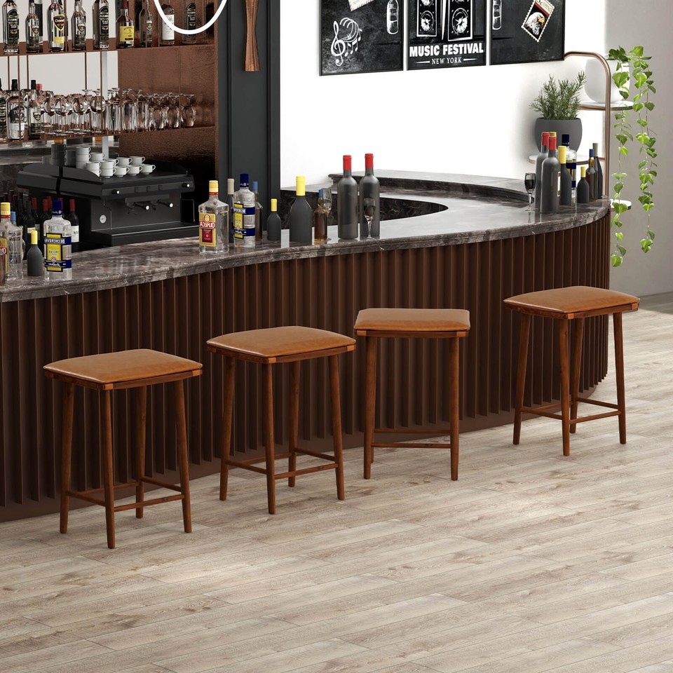 4PCS 25.5" Barstool Counter Height Dining Stools w/ Removable PU ...
