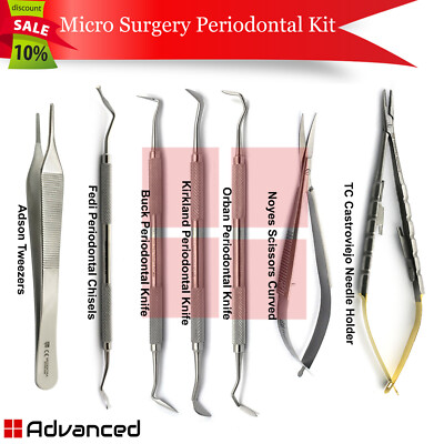 7Pcs Dental Micro Surgery Periodontal Kit Surgical Perio Knives ...