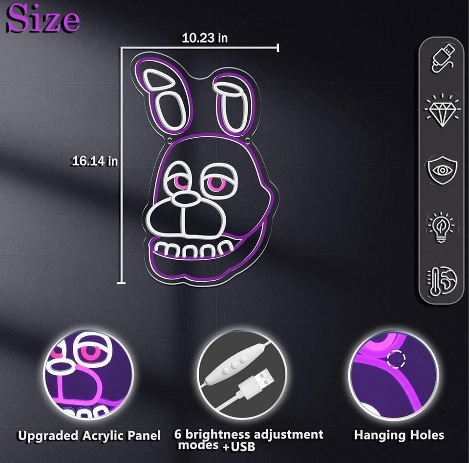 Five Nights at Freddy's/fnaf freddy neon signs for wall decor, LED Neon ...
