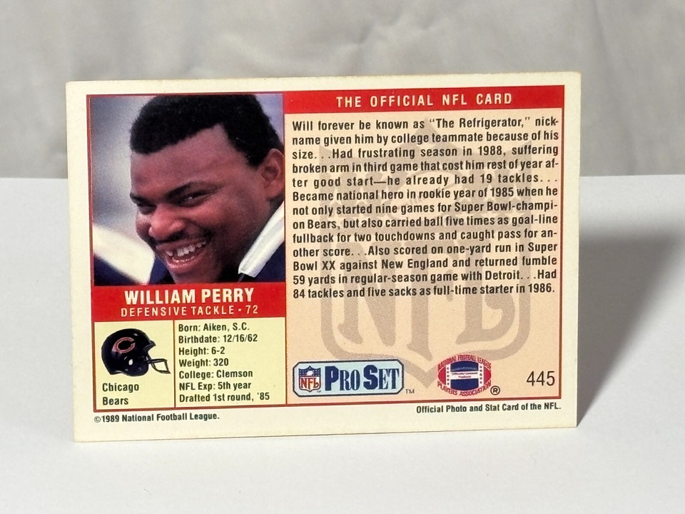 1989 Pro Set #445 William Fridge Perry Bears Card GW1 | eBay