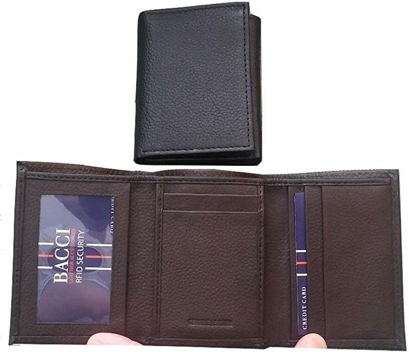 Mens Bacci RFID Blocking Genuine Leather Black Brown SLIM Compact ...