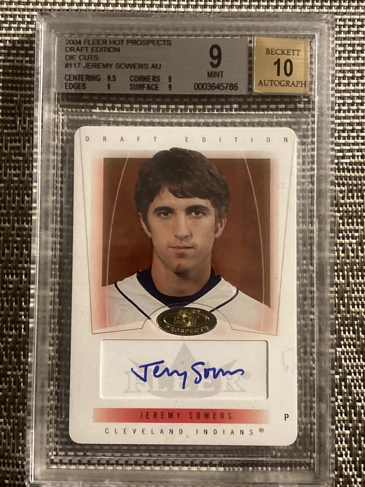 2004 FLEER HOT PROSPECTS JEREMY SOWERS DIE CUT DRAFT EDTION BGS 9 AUTO ...