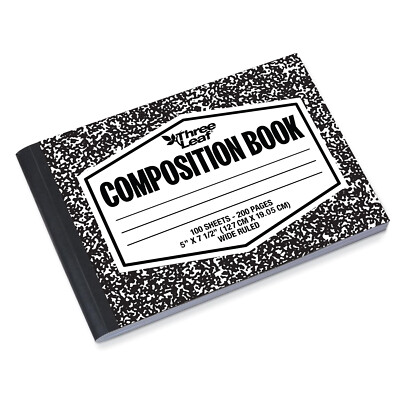 Three Leaf 100 Sheets Wide Ruled 5" X 7-1/2" Half Size Composition ...