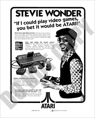 1981 ATARI 2600 Stevie Wonder Magazine Advertisement Promo Ad 8x10 ...