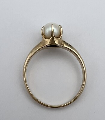 Vintage signed Uncas 10K yellow Gold Pearl Ring Size 7 | eBay