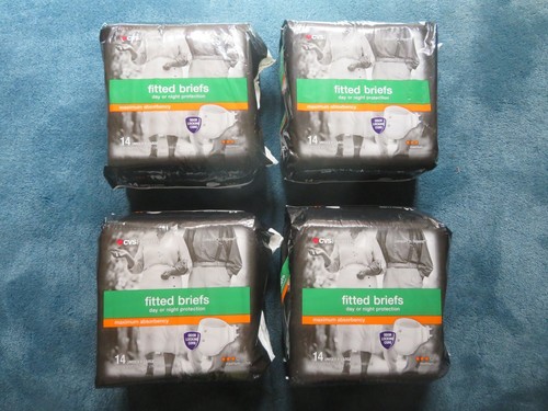 (4) Packs CVS Fitted Briefs Maximum Absorbency 14 Unisex X-Large Waist ...