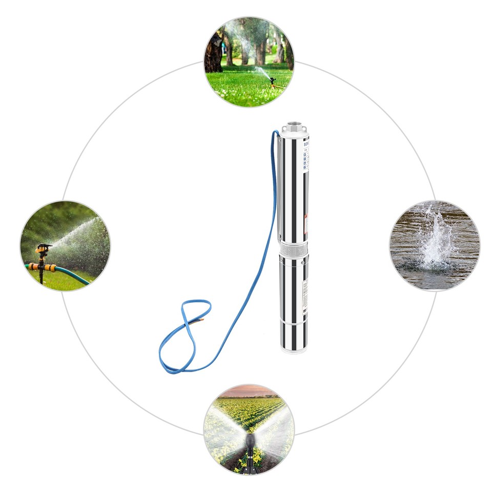 1.5HP Stainless Steel Deep Well Pump 295FT Lift 110V Submersible for ...