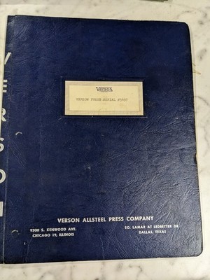 VERSON OPERATOR SERVICE MANUAL PARTS LIST BOOK C-10 20 PRESS BRAKE ...