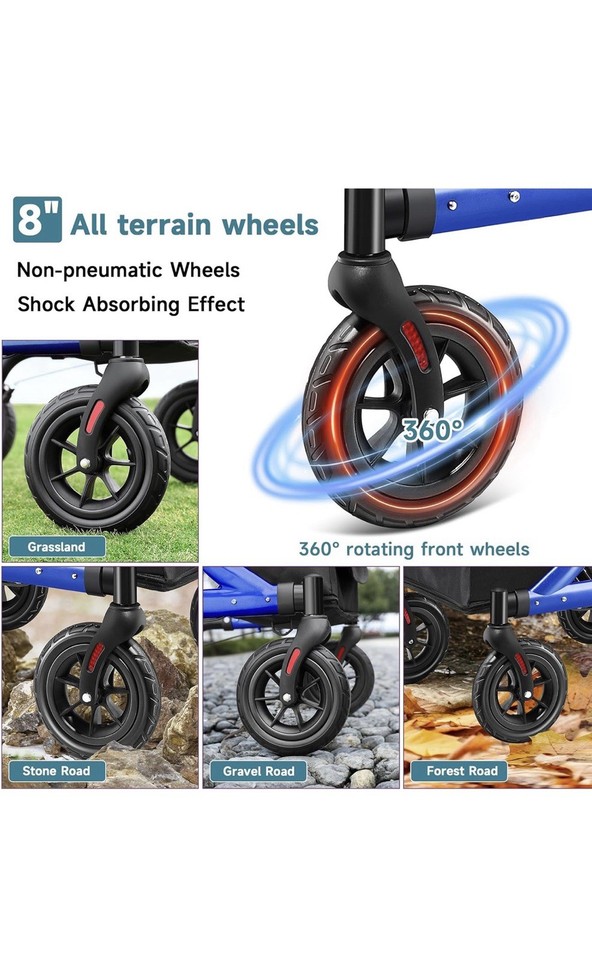 MAXWALK Walkers for Seniors, Rollator Walker with Seat, 10" Rubber ...