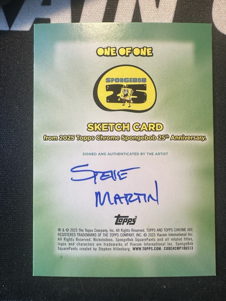 2025 Topps Chrome SpongeBob: Sketch Card 1/1 By Steve Martin. SpongeBob ...