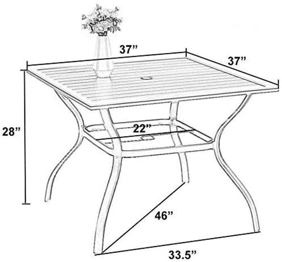 Outdoor Patio Tables Metal Rectangular Square Dining Table With ...