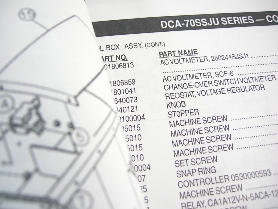 Multiquip MQ DCA700SSJU DCA70SSJU2 Generator Parts Maintenance Operator ...