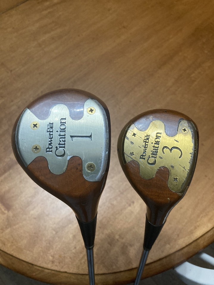 POWERBILT CITATION Genuine Persimmon Driver & #3 Wood True Temper ...