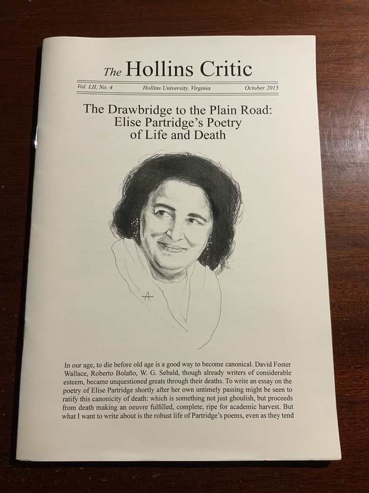 The Hollins Critic October 2015 Elise Partridge Poetry of Life and ...