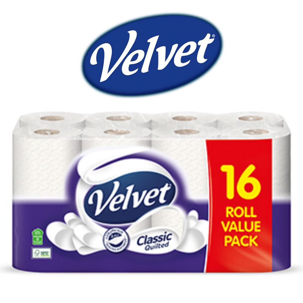 Velvet Classic Quilted White Toilet Tissue 16 - 64 Rolls 3PLY 150 ...