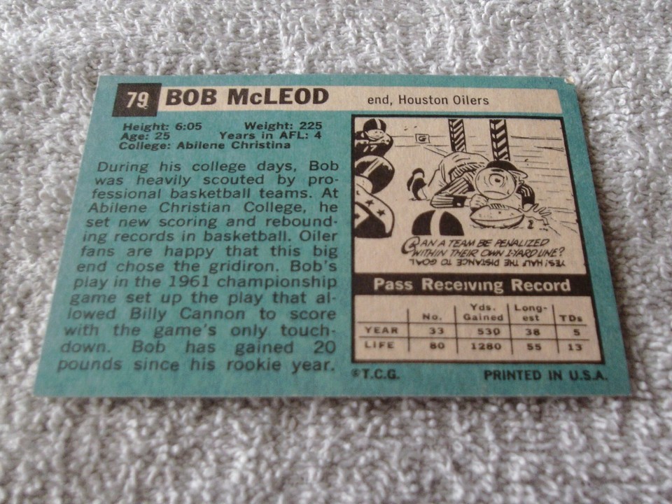 1964 TOPPS # 79 BOB McLEOD SP NEAR MINT / MINT OR BETTER !! | eBay