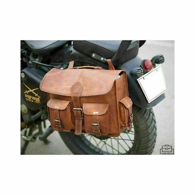 Real Vintage Brown Leather Motorcycle Luggage Saddle Bag Travel One ...