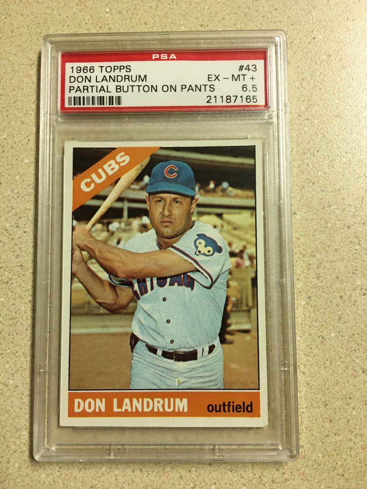 1966 Topps #43 Don Landrum PSA 6 . 5 EX-MT+ PARTIAL BUTTON ON PANTS ...
