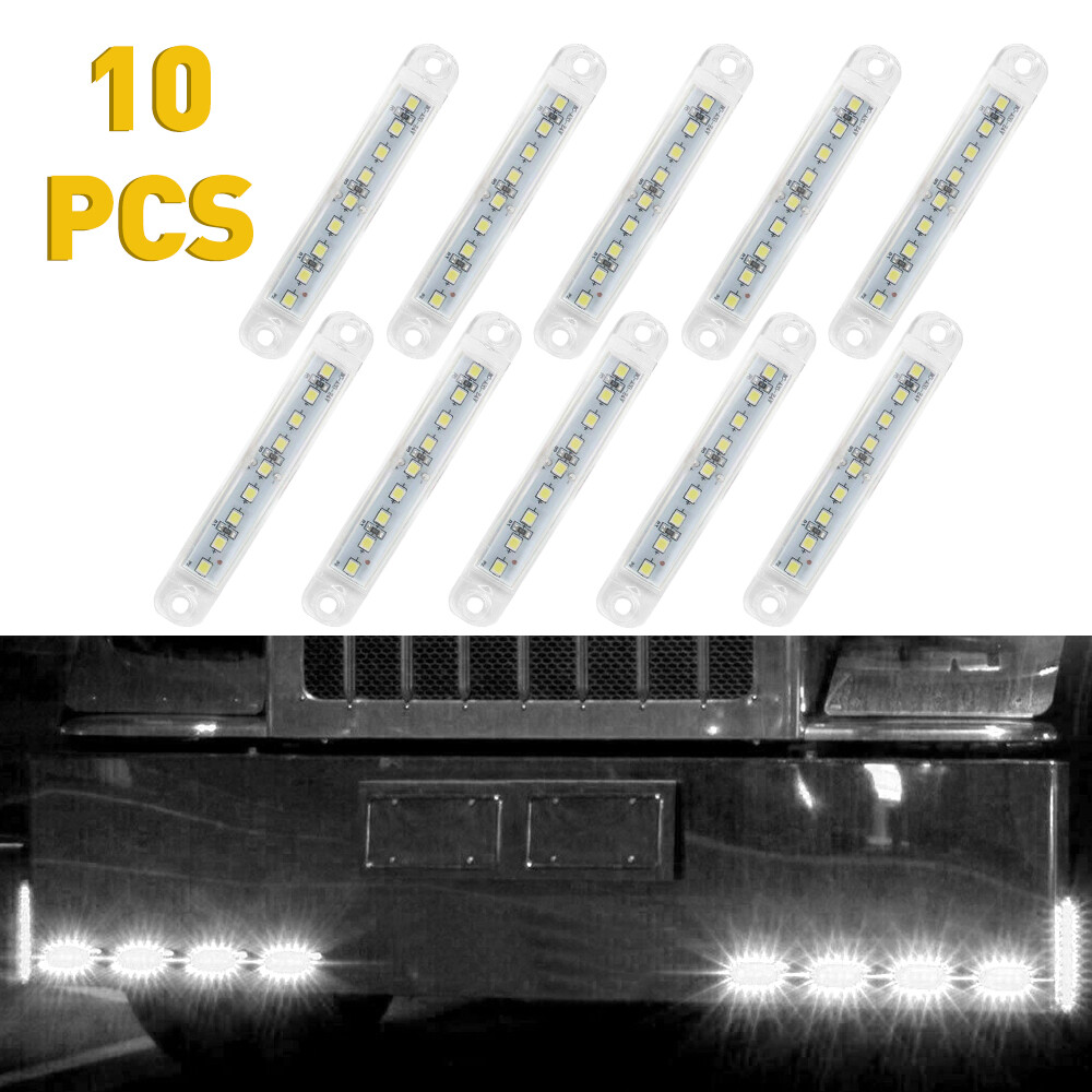 12V White Side Marker Lights Truck Trailer LED Clearance Light Fits ...