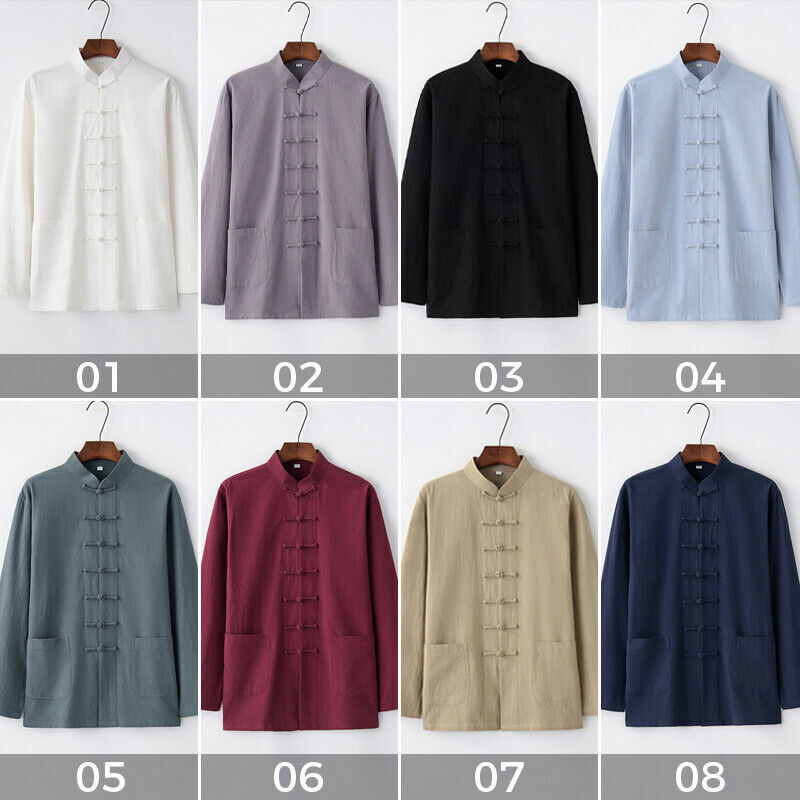 Men's Chinese Tang Coat Kung Fu Tai Chi Jacket Cotton Blends ...