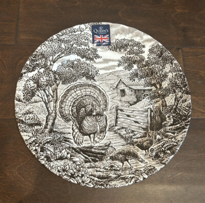 QUEENS CHURCHILL Set Of 4 THANKSGIVING TURKEY PATTERN 10" DINNER PLATES ...
