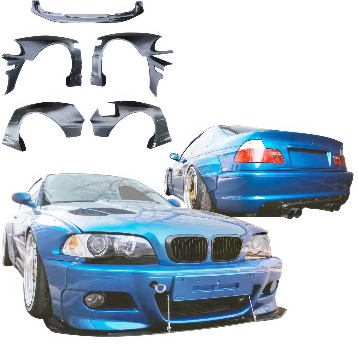 VSaero FRP TKYO Wide Body Kit 7pc 325Ci 330Ci (E46) 2dr Coupe for 3 ...