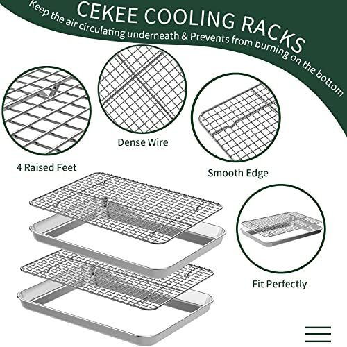 Quarter Sheet Pan With Cooling Rack Set 2 Baking Sheets + 2 Baking ...