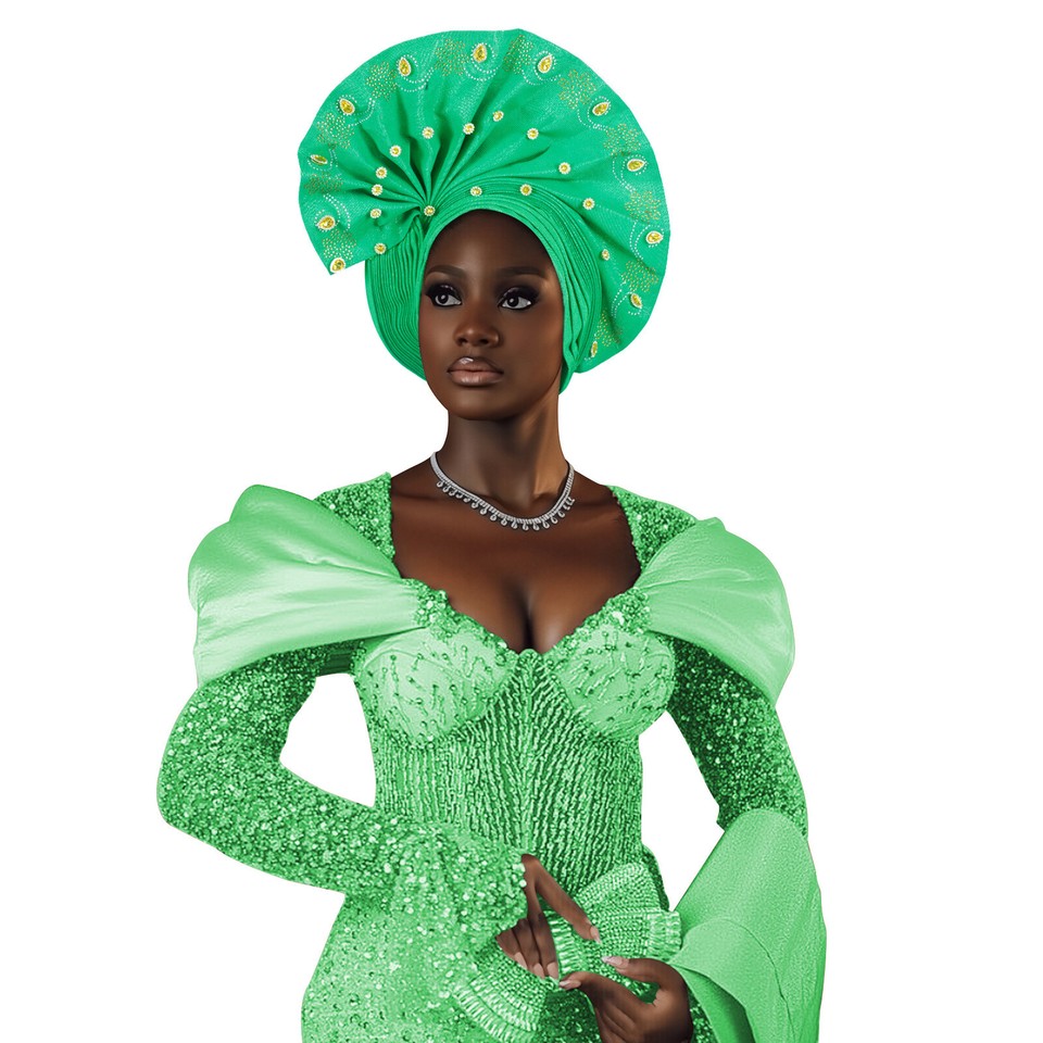 Nigerian Headties Cap Women African Auto Gele Nigerian Wedding Aso Oke ...
