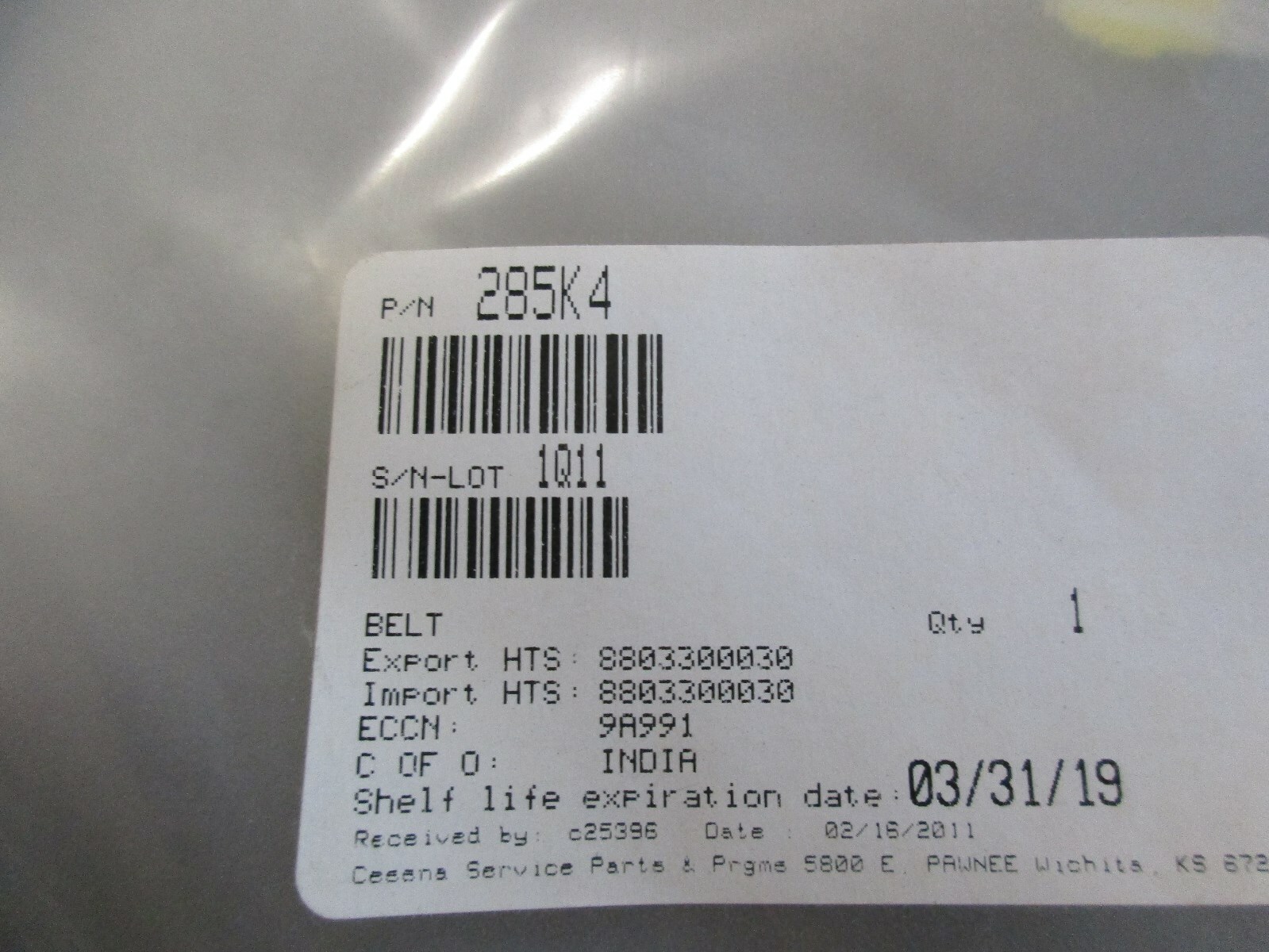Cessna Aircraft Belt, P/N 285K4 (TA) New Surplus | eBay