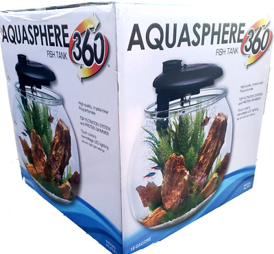 PENN-PLAX AQUASPHERE 360 LARGE BOWL SHAPED AQUARIUM FISH TANK 10 GALLON ...