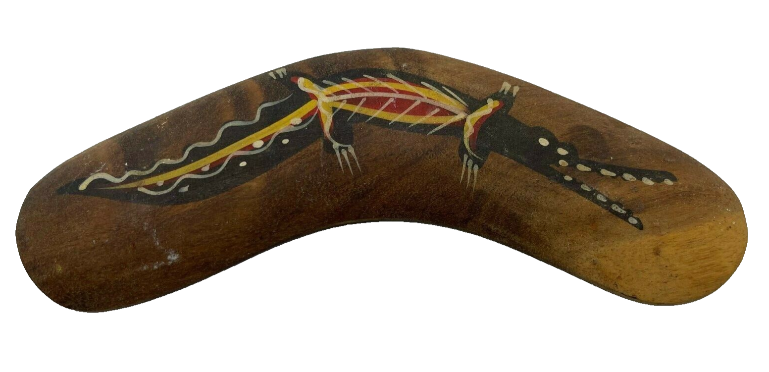 Australia Bunabiri Hand Painted Alligator Wooden Boomerang 6 ...